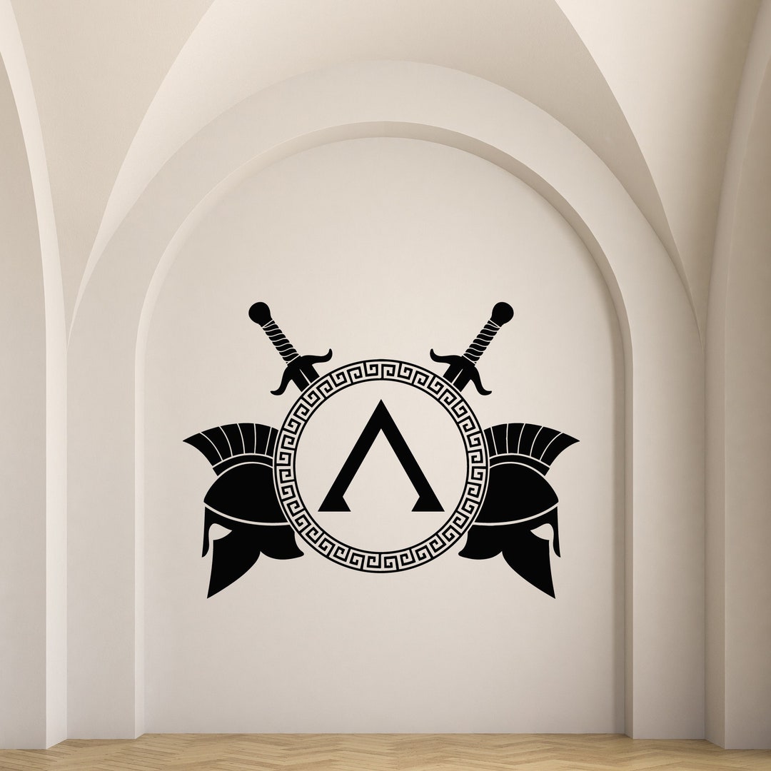 Shield Vinyl Wall Decal Ancient Greece Spartan Warriors Military ...