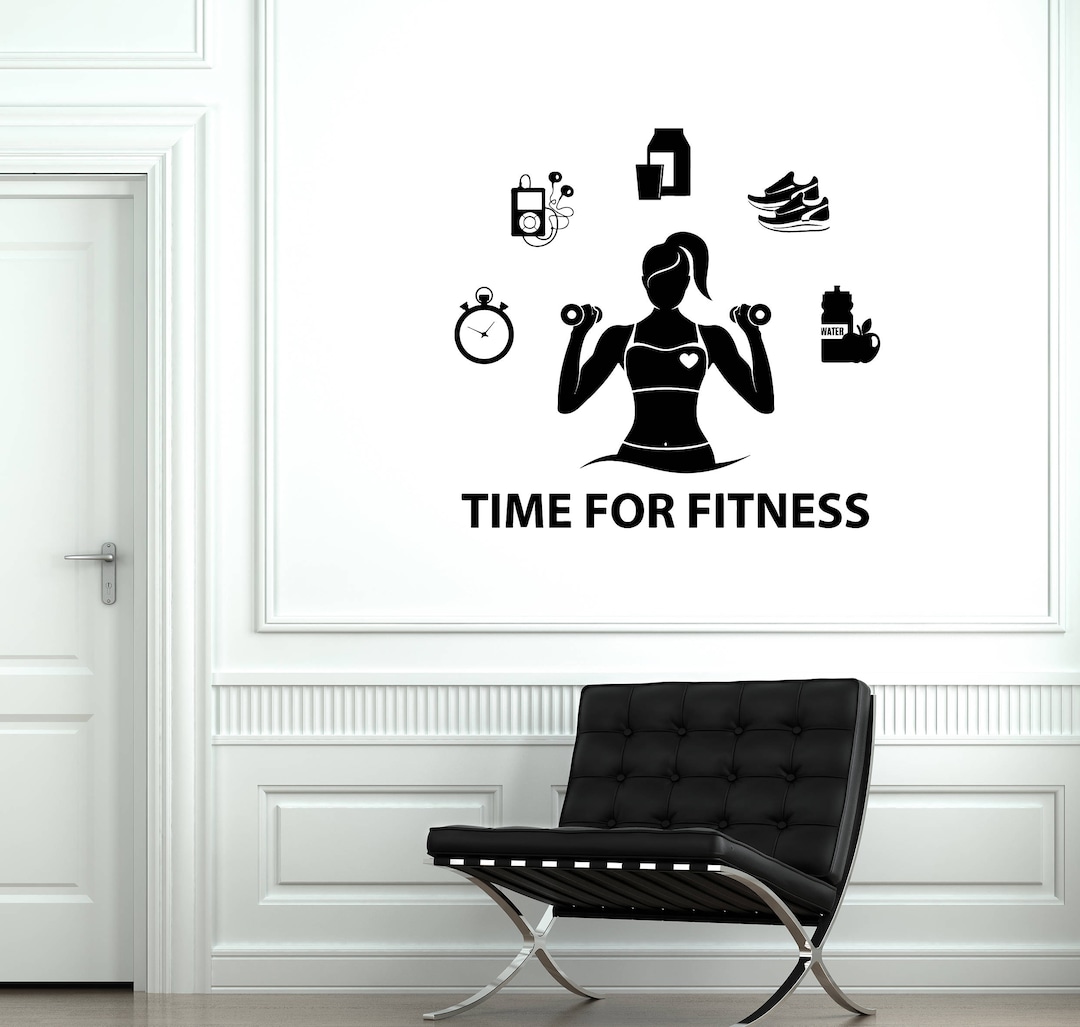 Fitness Girl Vinyl Wall Decal Woman Healthy Lifestyle Motivation Gym ...