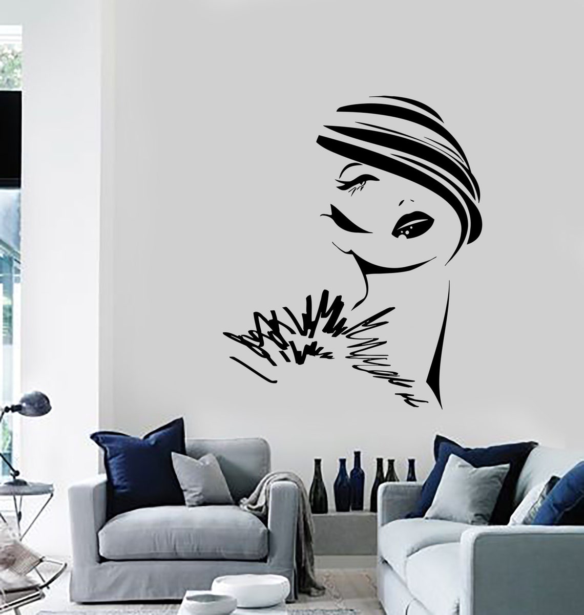 Wall Decal Fashion Girl Woman Young Lady Face Vinyl Sticker | Etsy
