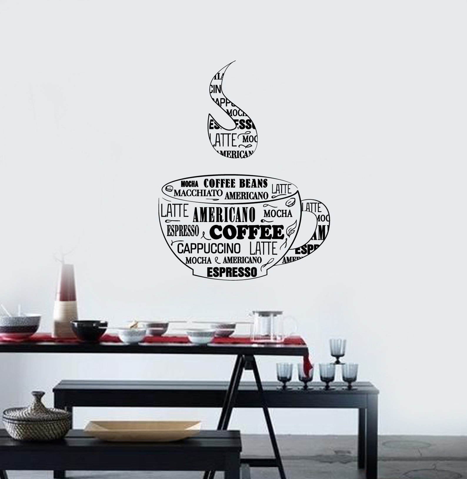 Coffee Cup Vinyl Wall Decal Cafe Dining Room Idea Decoration - Etsy