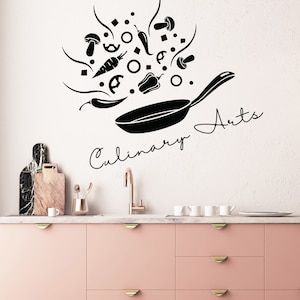 Culinary Arts Vinyl Wall Decal Pan Chef Cook Kitchen Stickers Mural ...