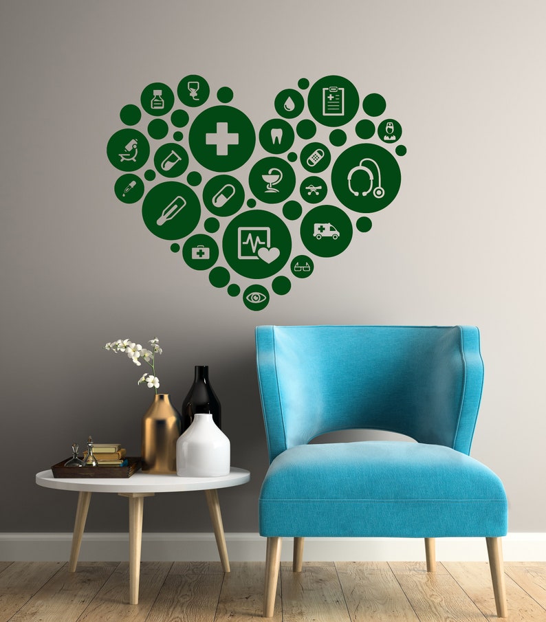 Heart Vinyl Wall Decal Medical Office Hospital Health Pharmacy - Etsy