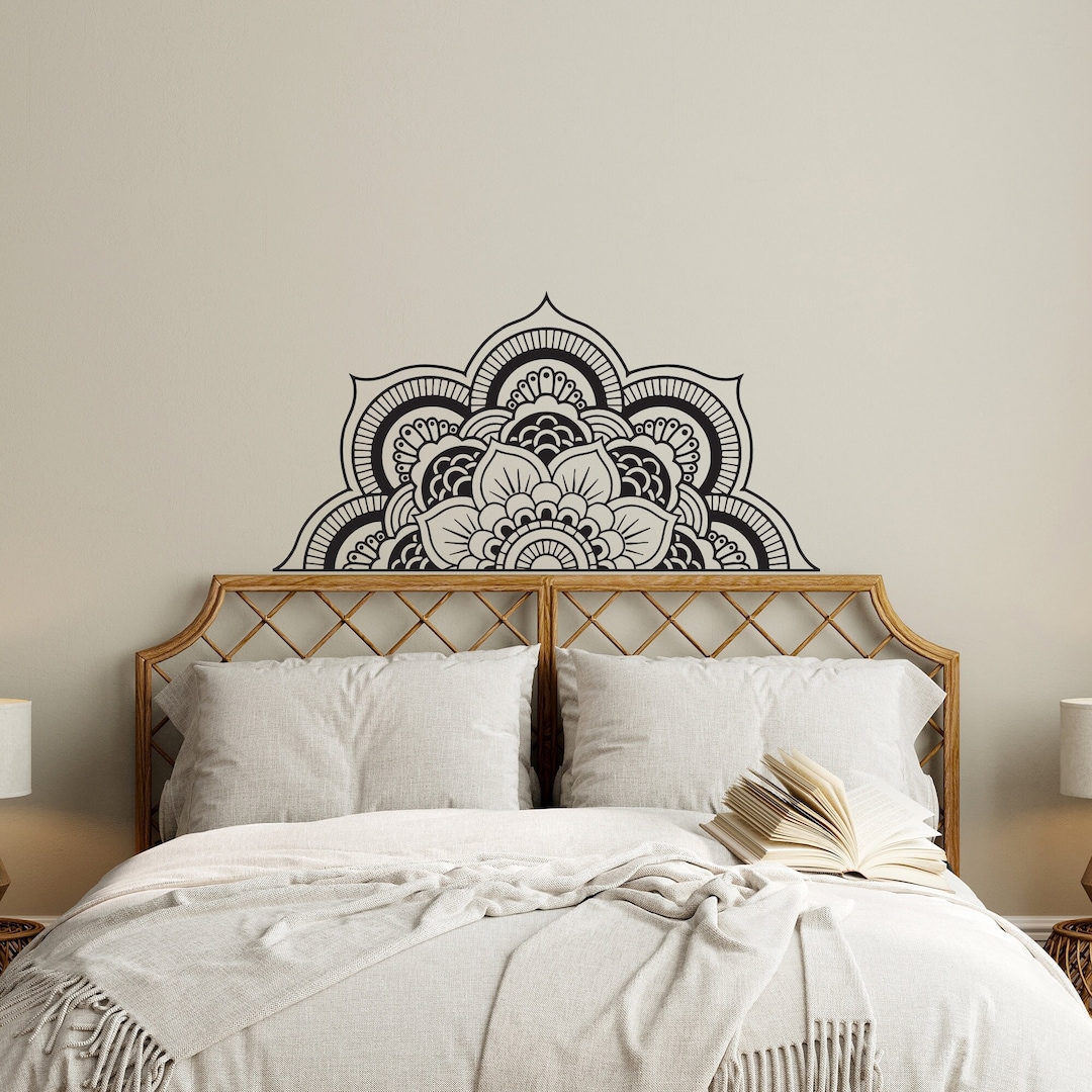 Boho Half Mandala Vinyl Wall Decal: Yoga Studio Decor (#6140di) - Etsy