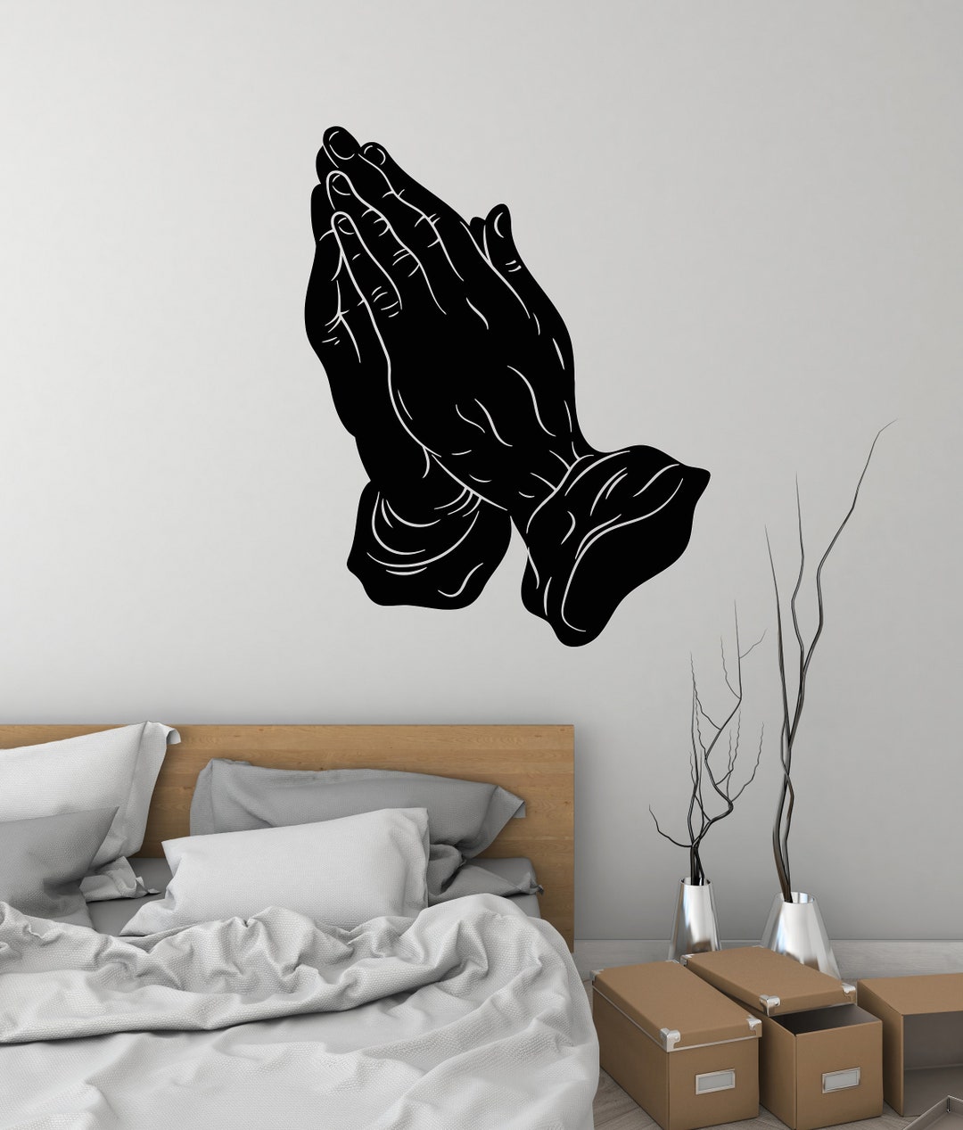 Prayer Hands Vinyl Wall Decal Pray Room Praying Religious Stickers ...