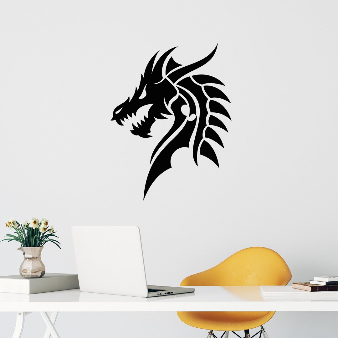 Myth Vinyl Wall Decal Dragon Head Mythological Fantasy Beast Stickers ...