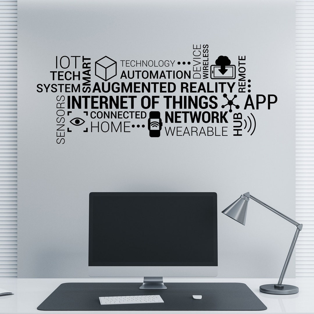 Internet of Things Vinyl Wall Decal Smartphone Computer Programmer Word ...