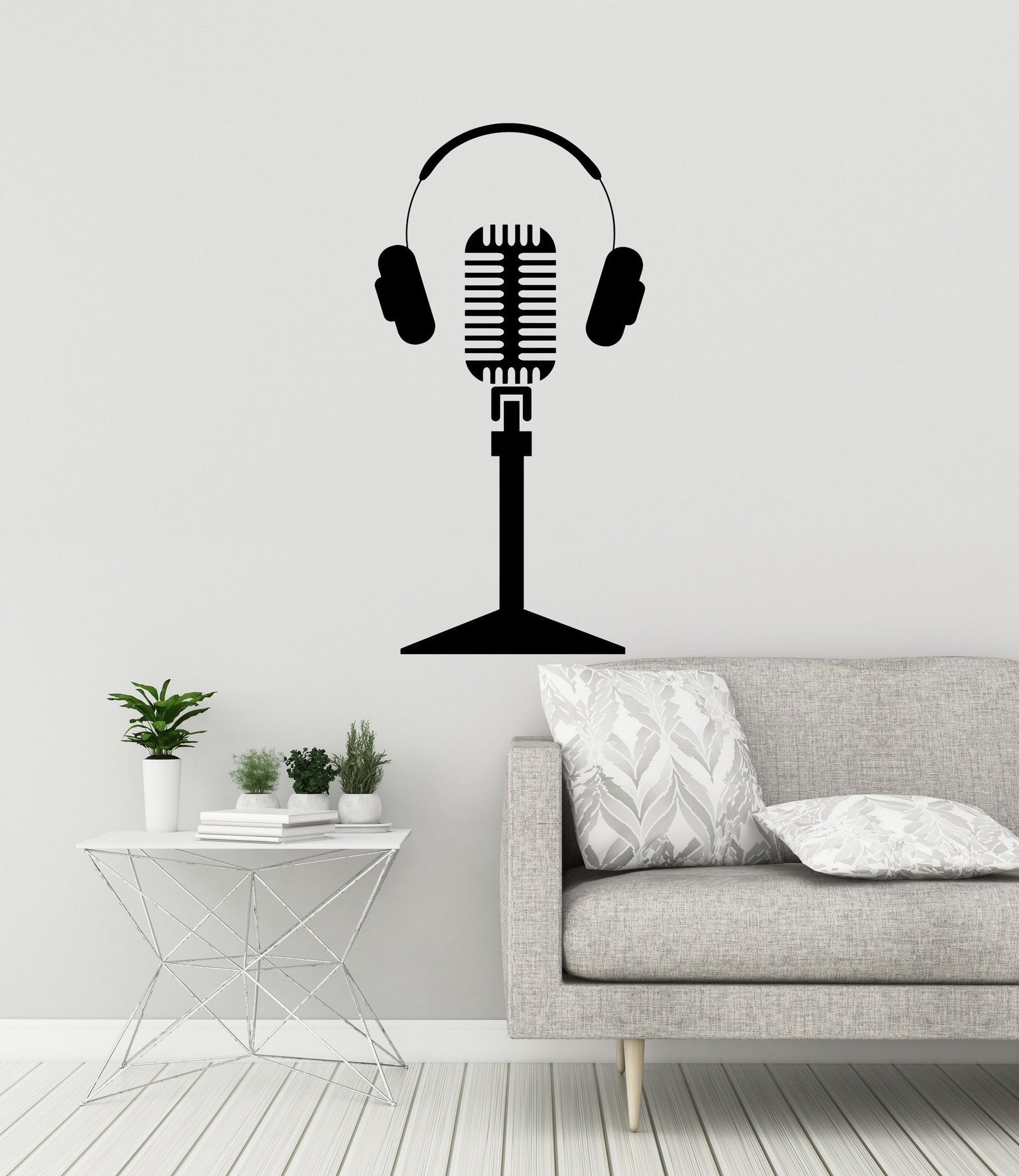 Microphone Headphones Vinyl Wall Decal Music Musical Decor | Etsy