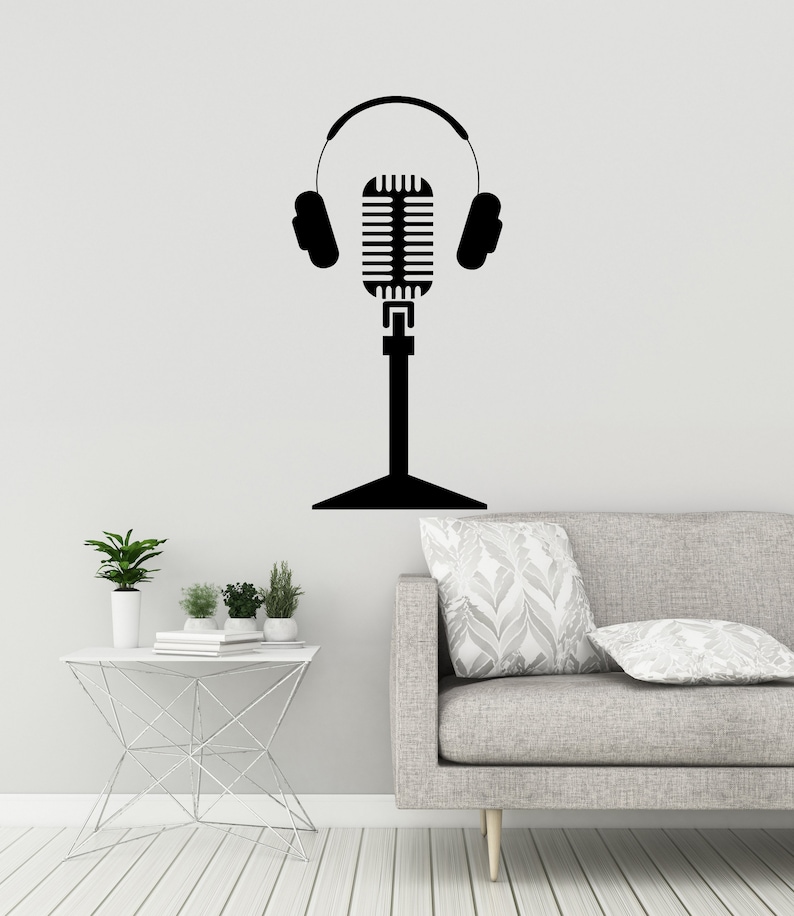 Microphone Headphones Vinyl Wall Decal Music Musical Decor Idea Karaoke ...