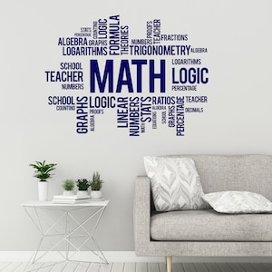 Math Vinyl Wall Decal Mathematics School Classroom Mathematical ...