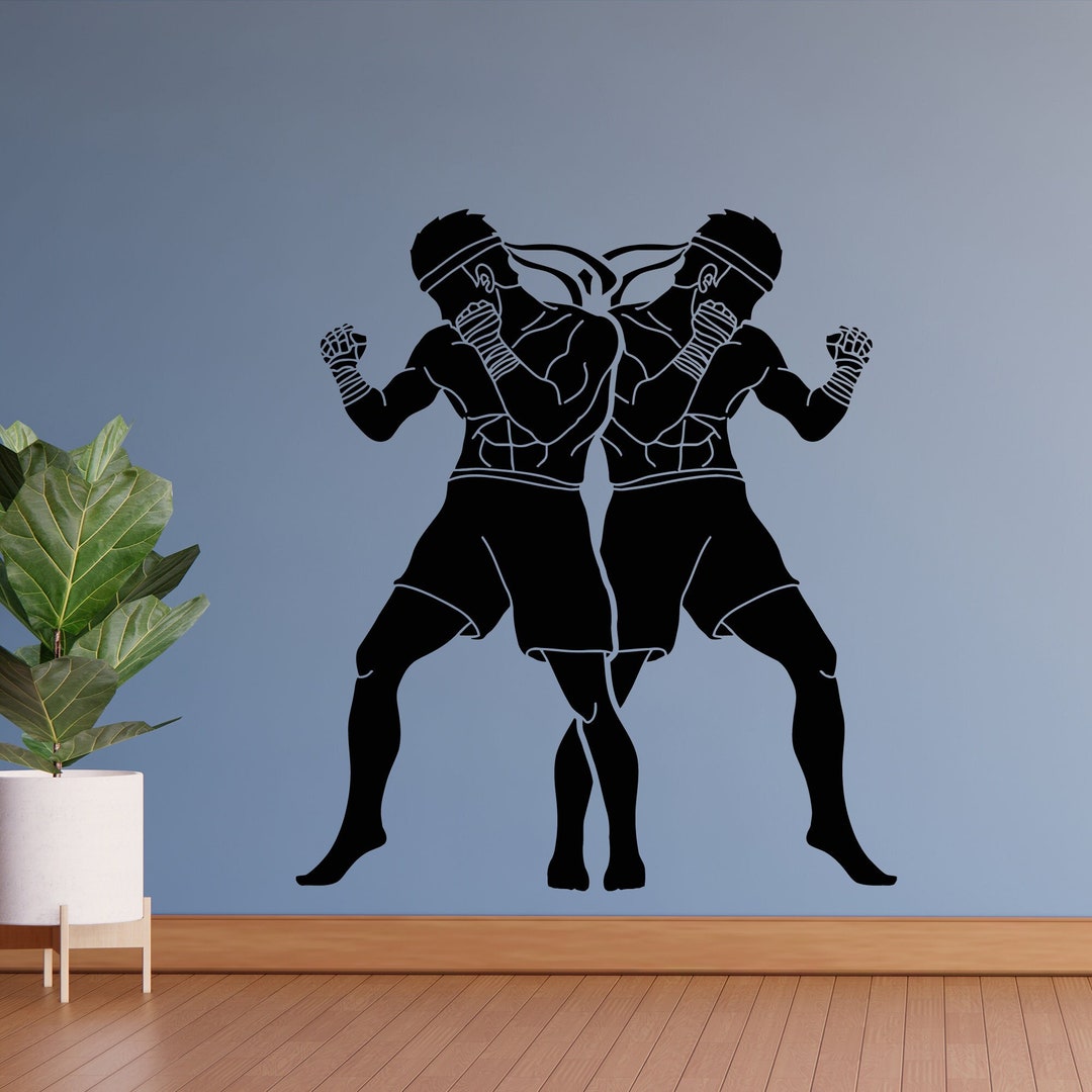 Muay Thai Vinyl Wall Decal Boxing Fight Club Sport Gym Stickers Mural ...