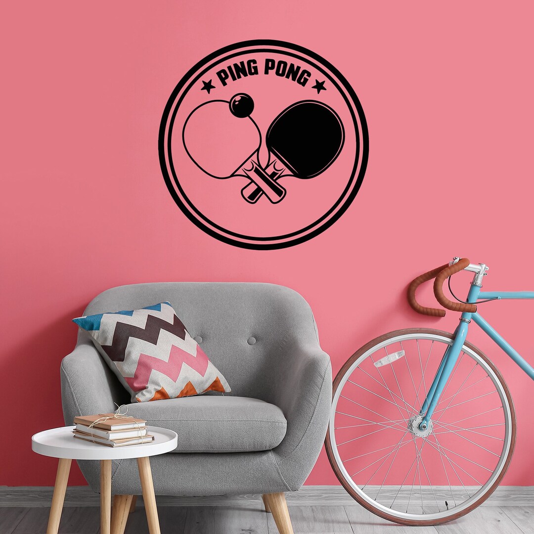 Ping Pong Vinyl Wall Decal Athlete Game Room Racket Sports Stickers ...