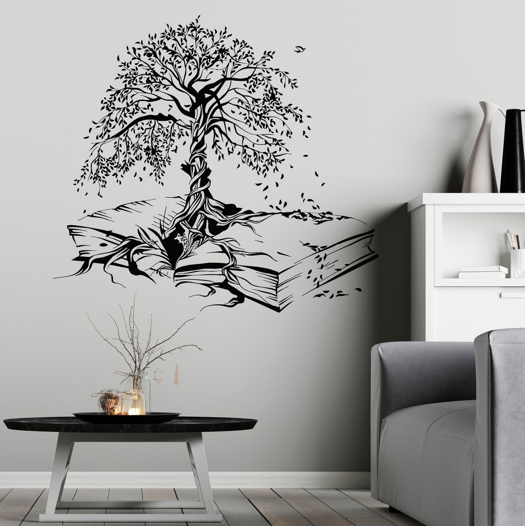Knowledge Tree Vinyl Wall Decal Book Reading Corner Library School ...
