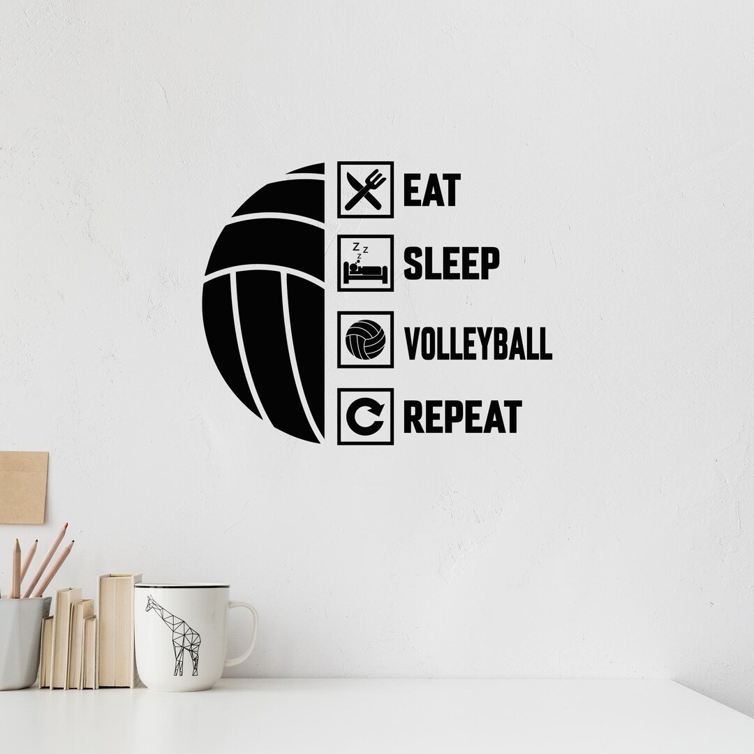 Volleyball Vinyl Wall Decal Sports Lifestyle Volleyball Theme Player ...