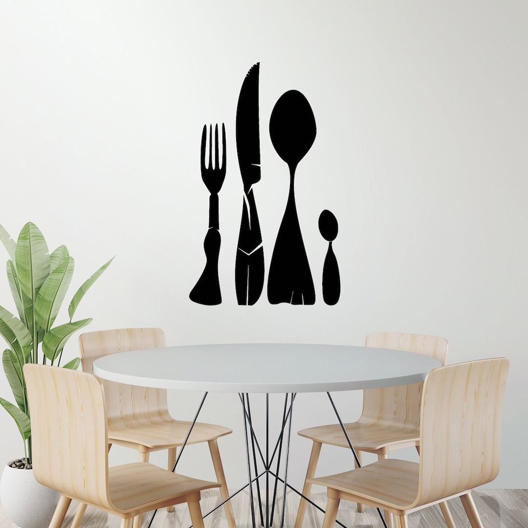 Flatware Vinyl Wall Decal Kitchen Utensils Collection Cutlery ...