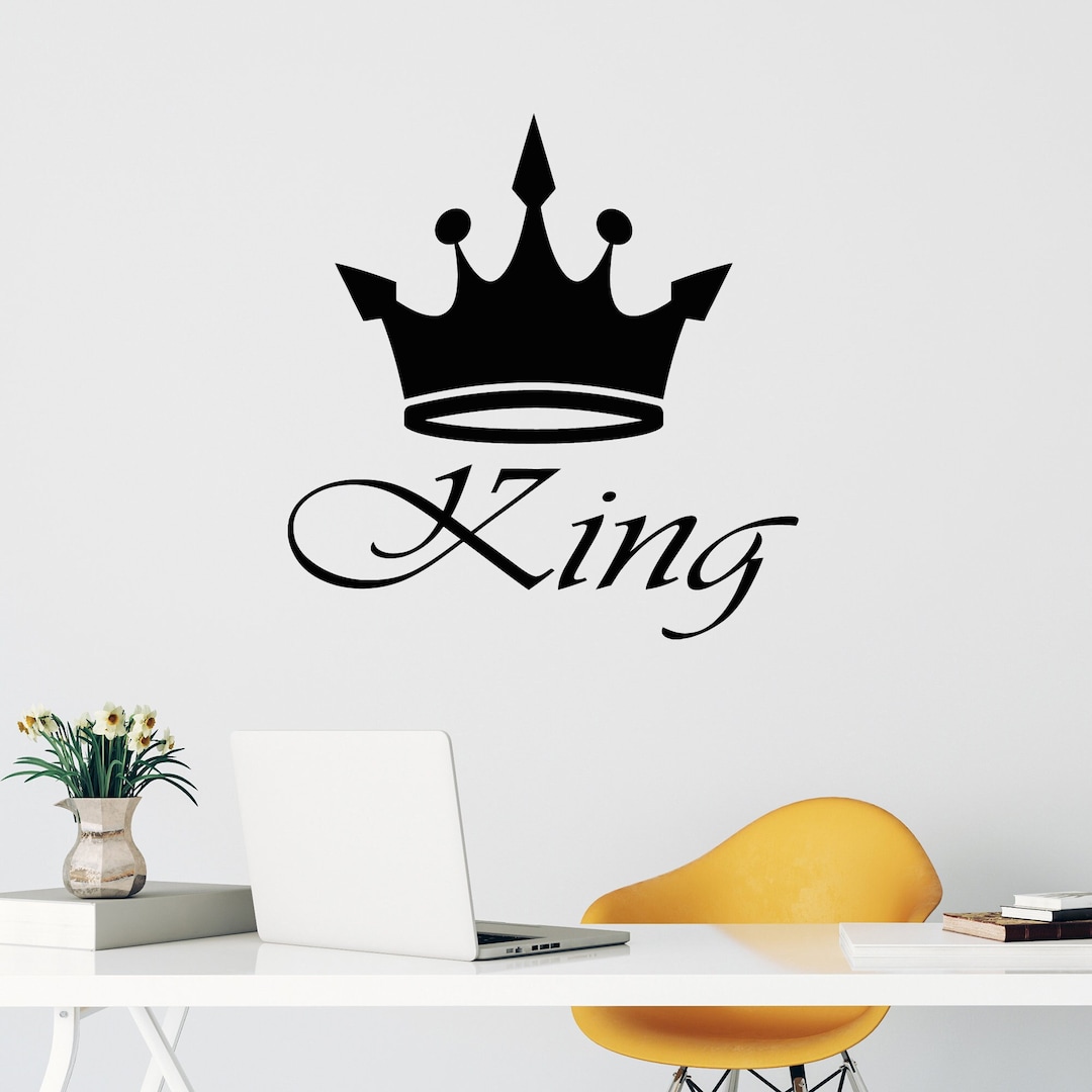 Kingdom Vinyl Wall Decal Crown's King Lettering Sign Symbol Man's Decor ...