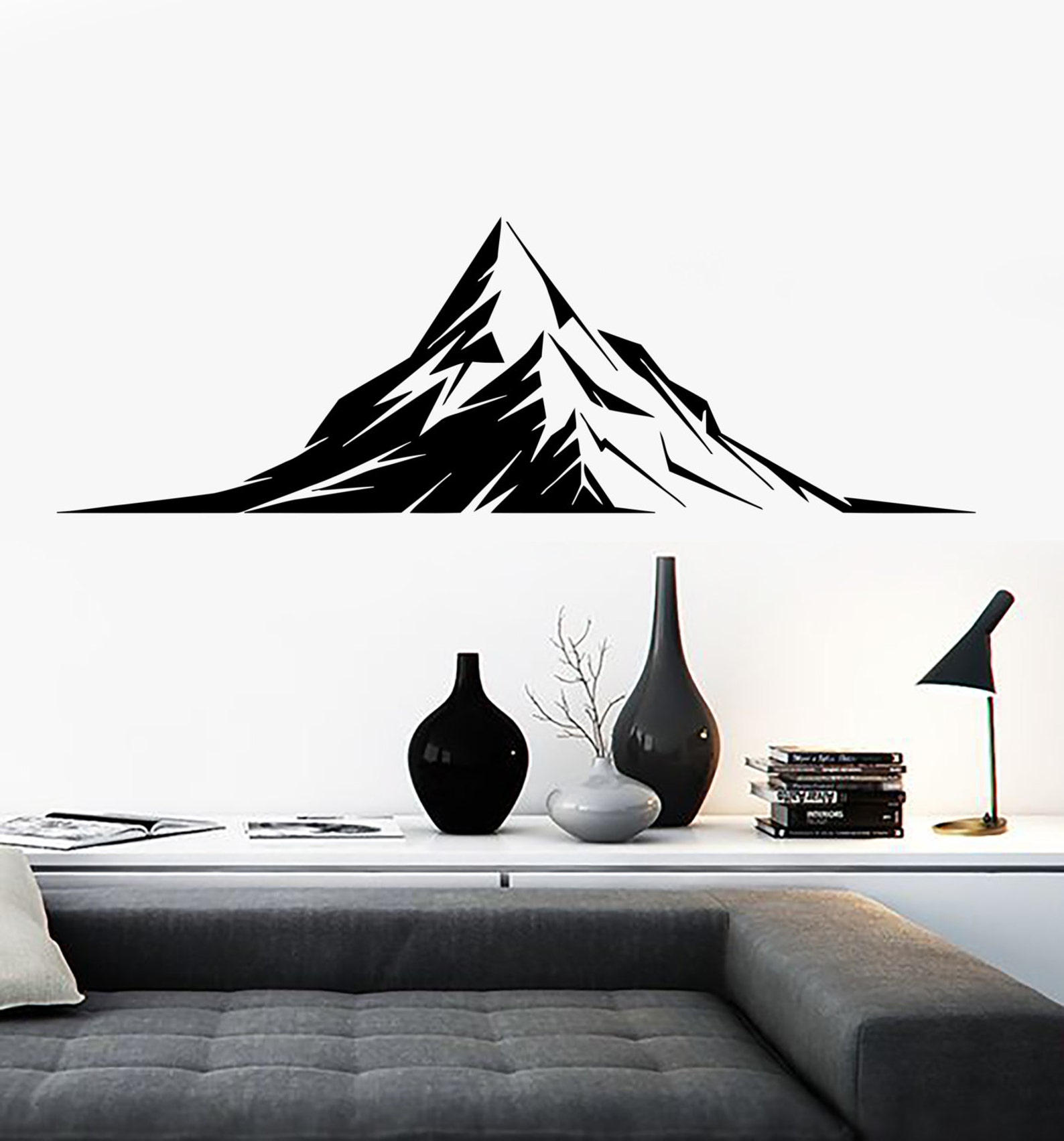 Wall Vinyl Decal Mountains View Nature Rocky Landscape Hand - Etsy