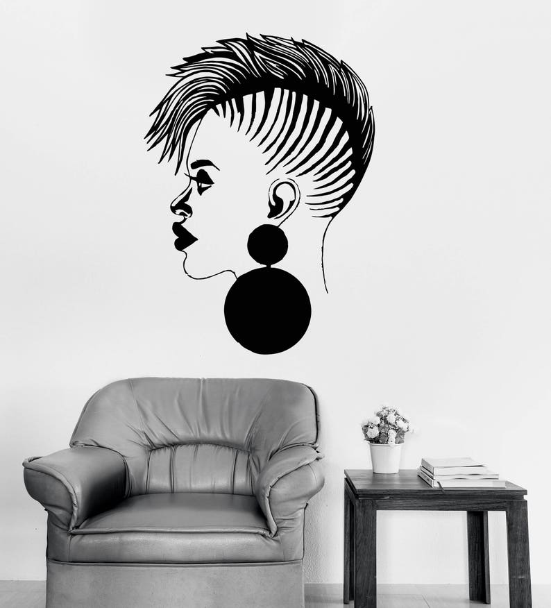 Beautiful Woman Vinyl Wall Decal Hair Salon Beauty Fashion - Etsy