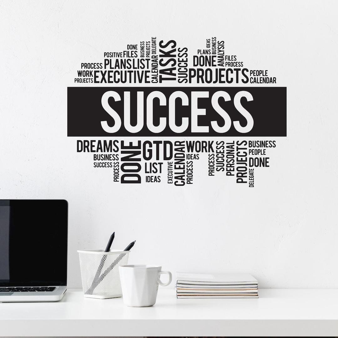 Success Vinyl Wall Decal Workplace Decor Home Office Words Interior ...