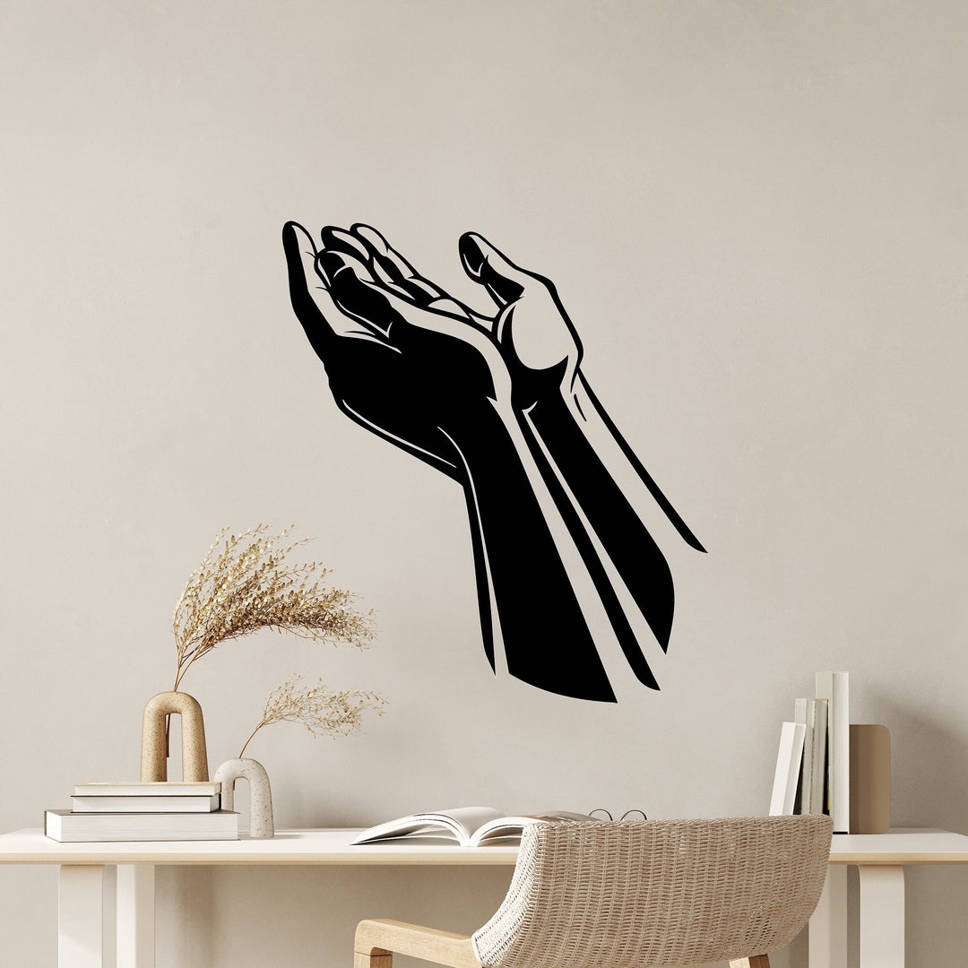 Religion Vinyl Wall Decal Praying Hands Prayer Room Stickers Mural ...