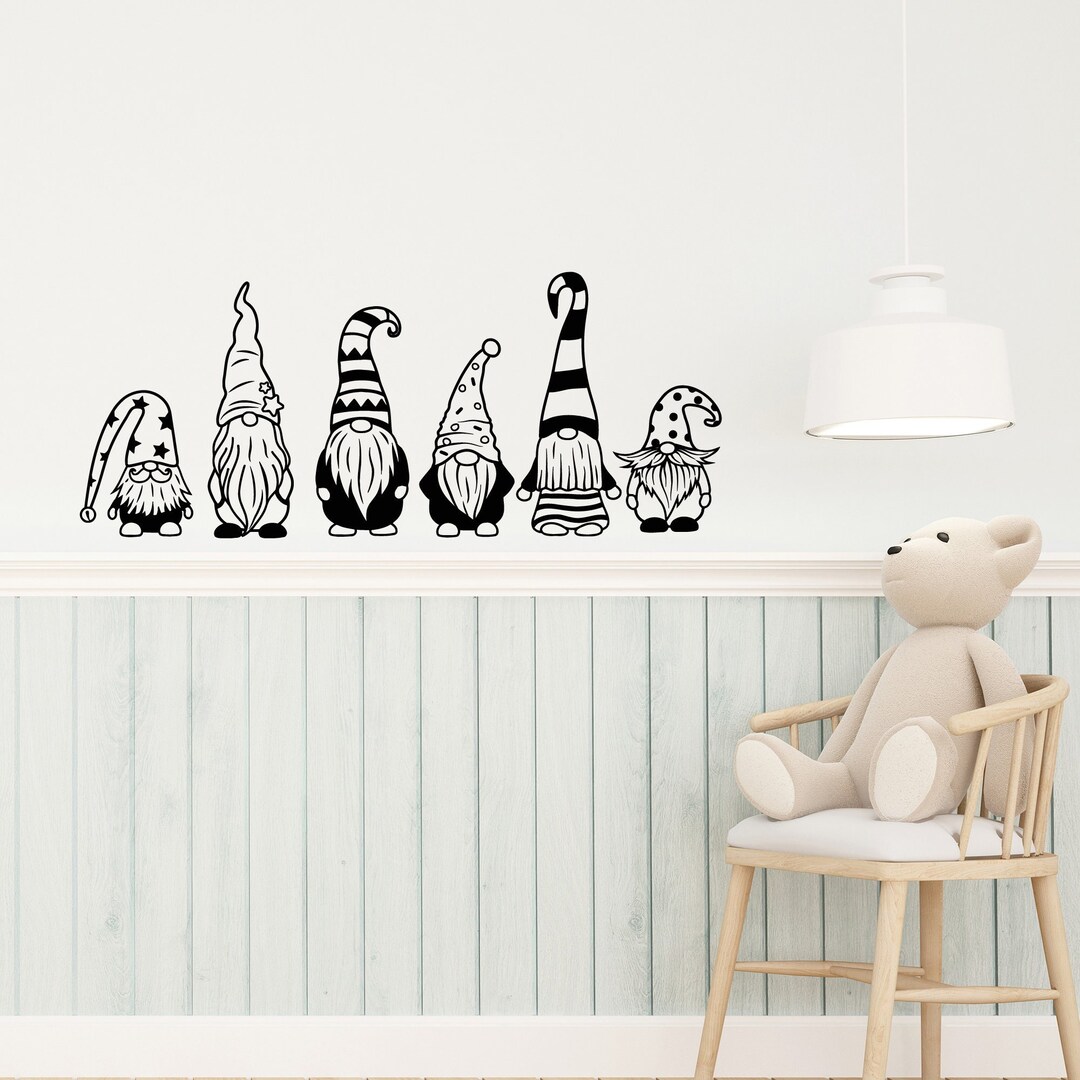 Gnome Vinyl Wall Decal Cartoon Dwarf Child Room Fairy Tale Stickers ...