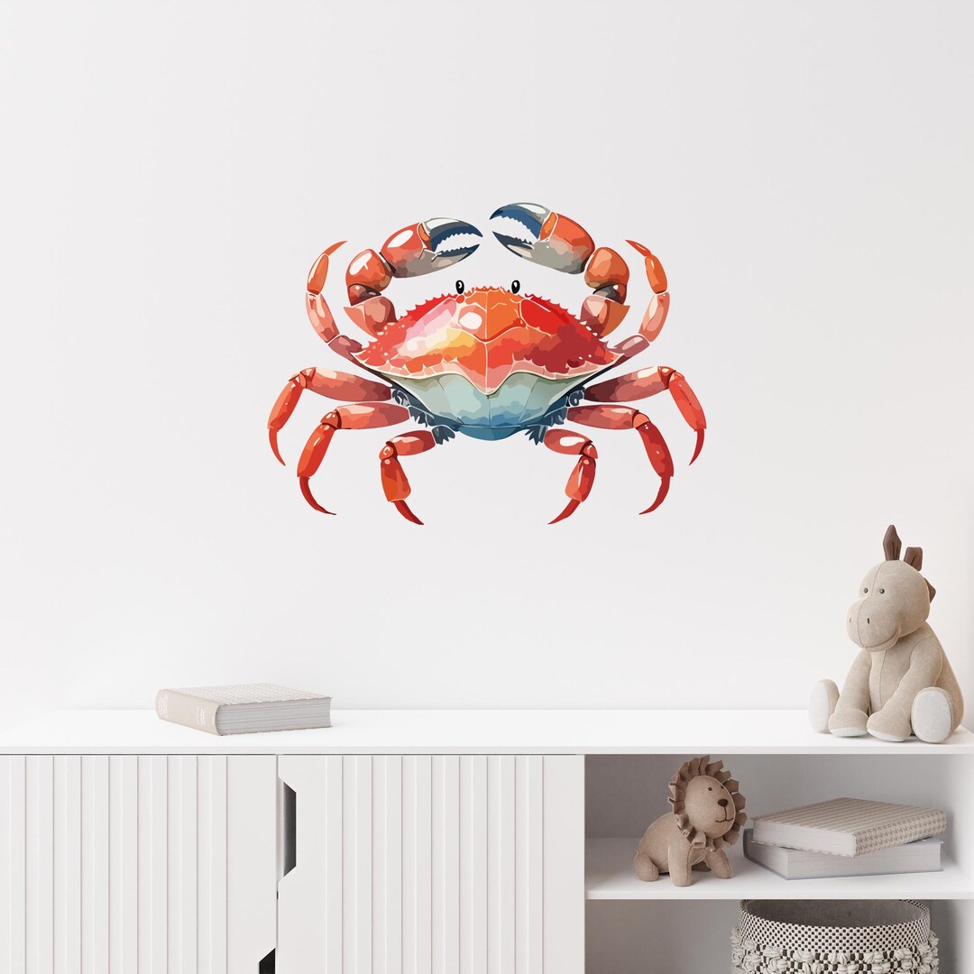 Crab Vinyl Wall Decal, Playful Ocean Wall Sticker for Coastal Nursery ...