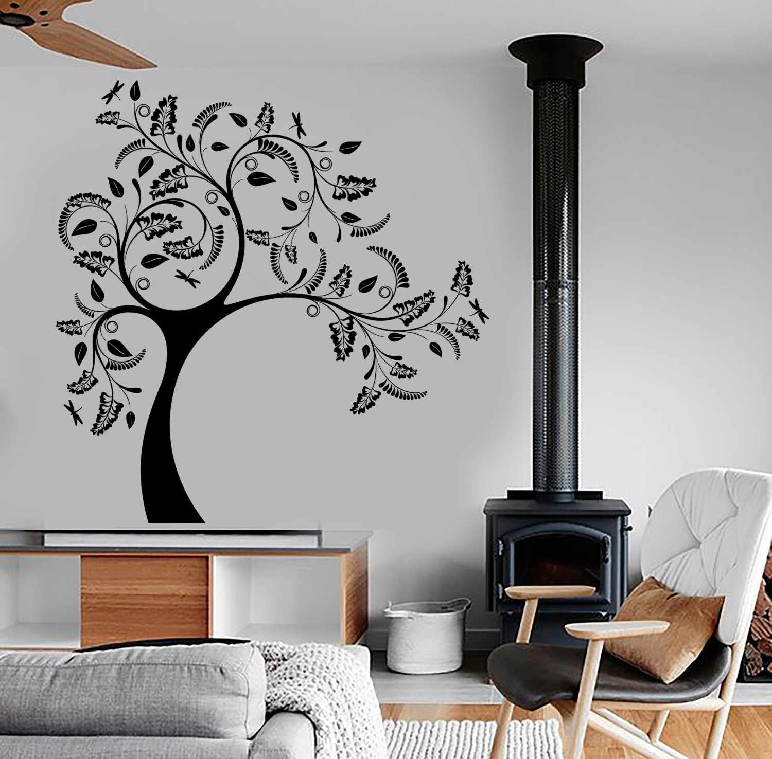 Wall Vinyl Decal Nature Patterns Ornamental Tree and - Etsy