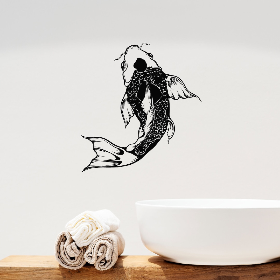 Koi Fish Vinyl Wall Decal Asian Style Japanese Sea Food Bathroom ...