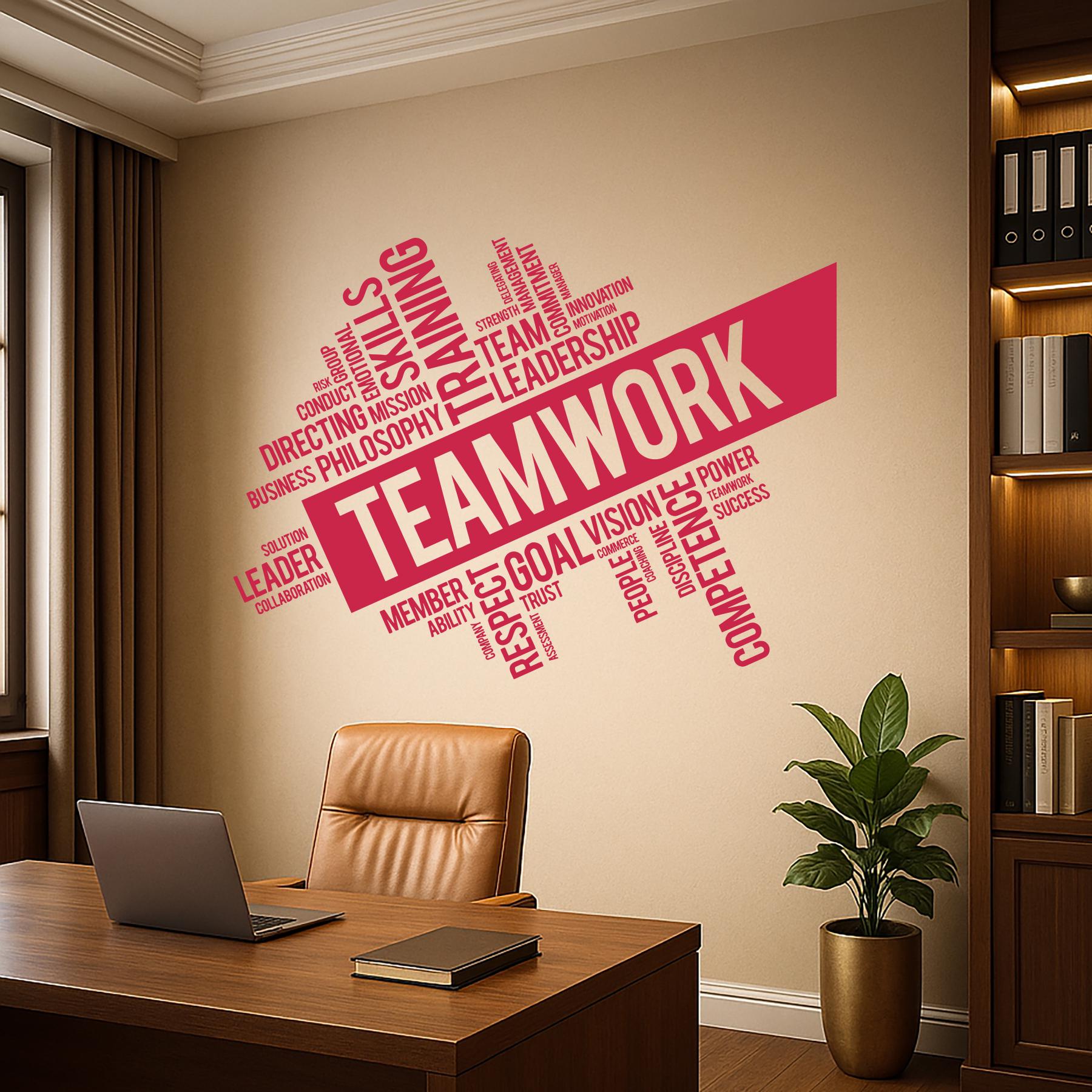 Vinyl Wall Decal Teamwork Words Cloud Office Space Team Inspirational ...