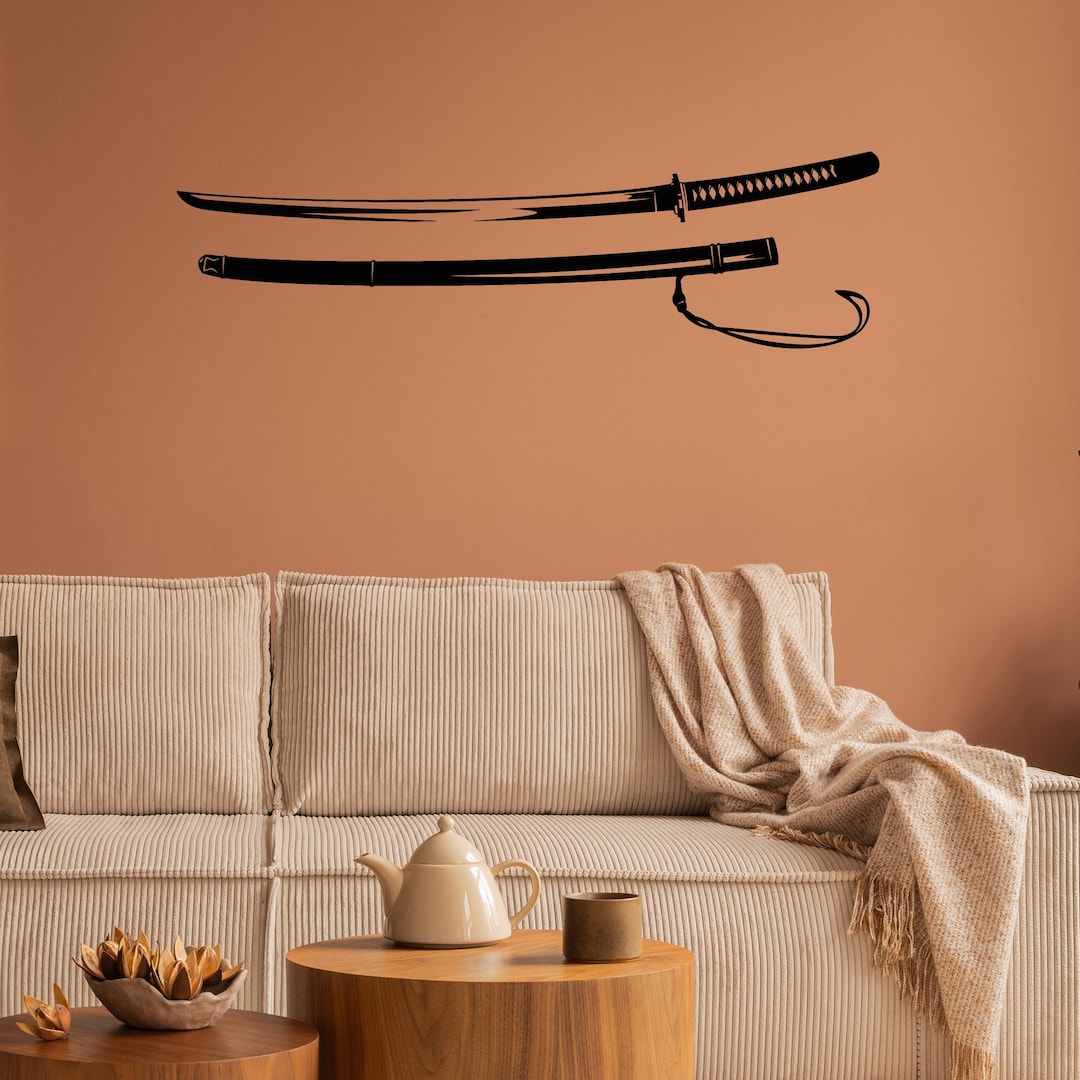Katana Vinyl Wall Decal Japanese Samurai Sword Steel Arms Stickers ...