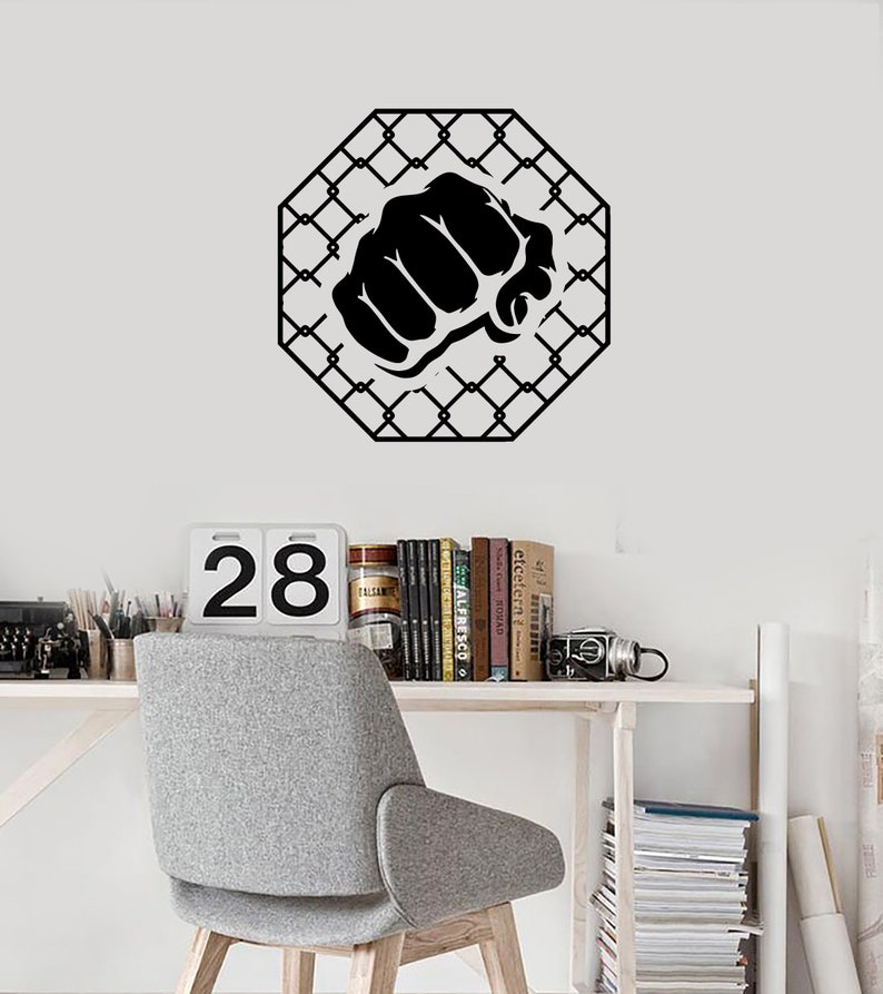 MMA Cage Vinyl Wall Decal Fight Club Fighter Decor Stickers Mural ...