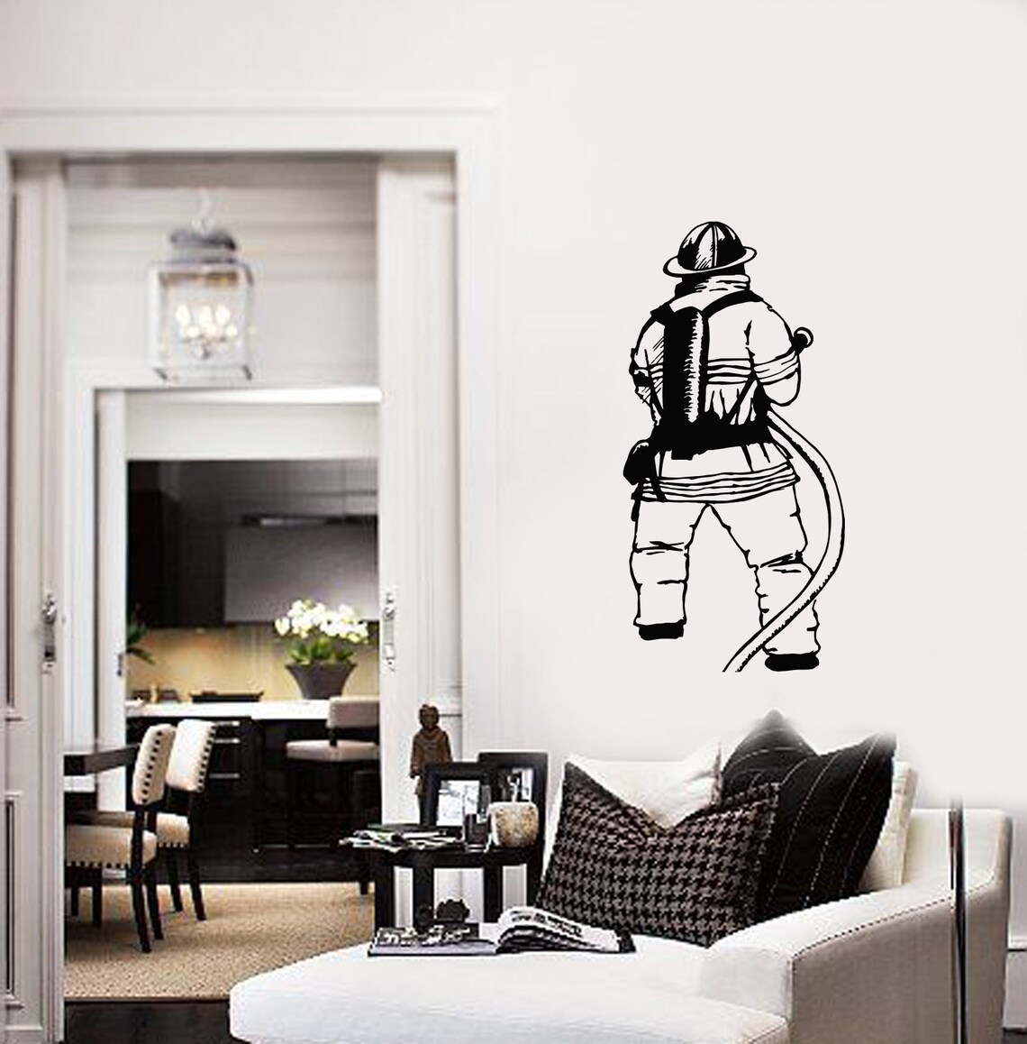 Firefighter Vinyl Wall Decal Fire Dept Fireman Interior | Etsy