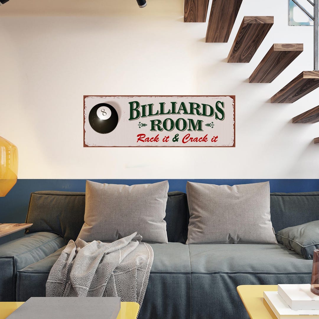 Billiards Room Sign Vinyl Wall Decal - Pool Room Decor Sticker - Game ...