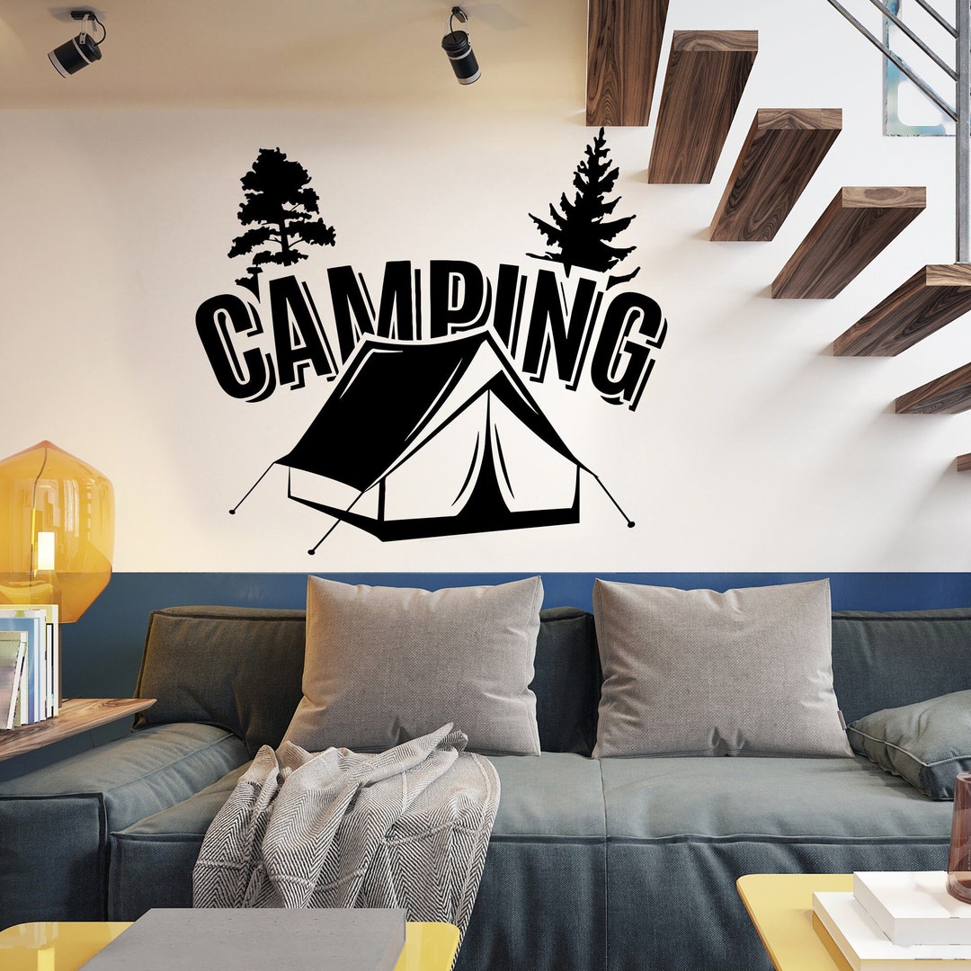 Camping Vinyl Wall Decal Tent Outdoor Explore Decor Nature Lover Gift ...