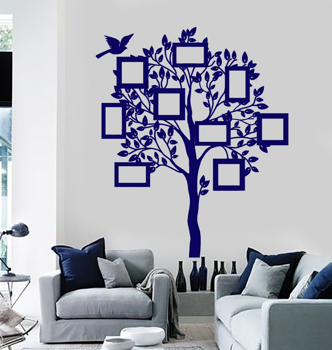 Wall Vinyl Decal Family Tree Rectangular Picture Frames on Tree ...