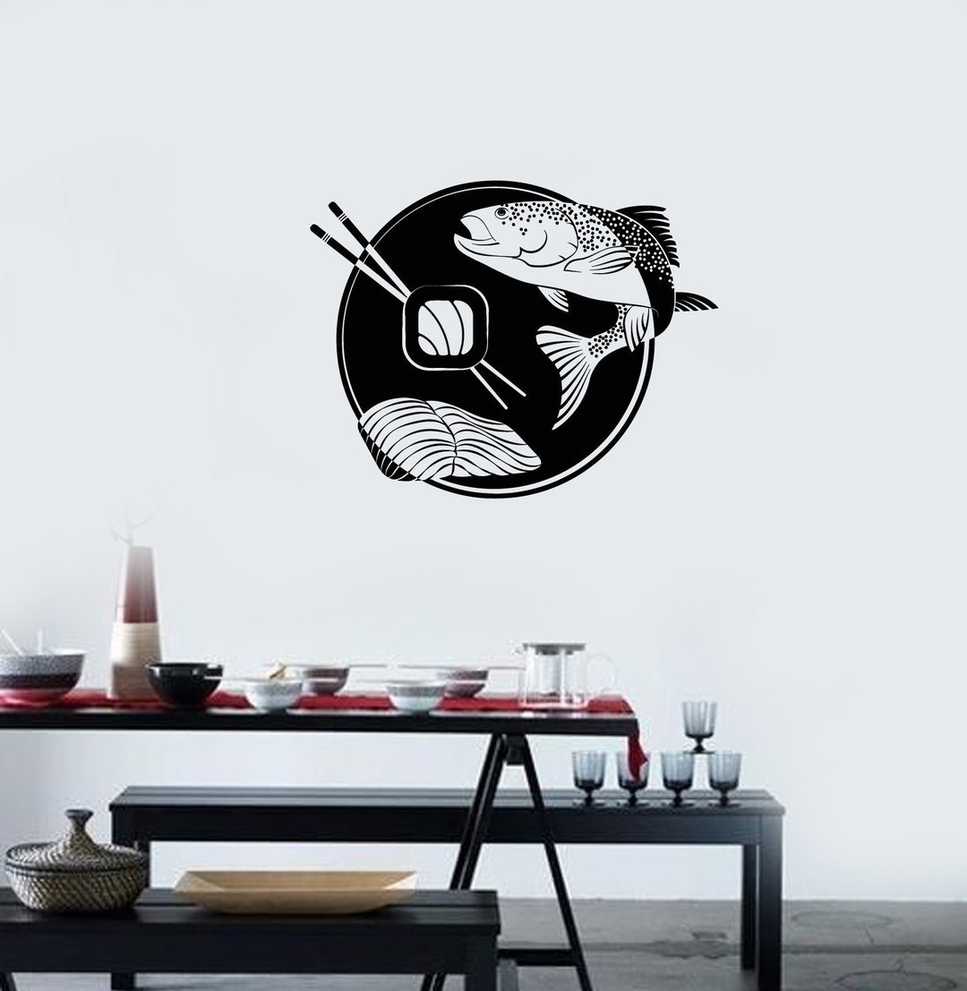 Sushi Vinyl Wall Decal Fish Japanese Food Japan Home Decor Interior ...