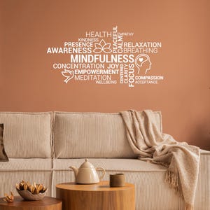 Mindfulness Vinyl Wall Decal Meditation Room Yoga Studio Health Relax ...