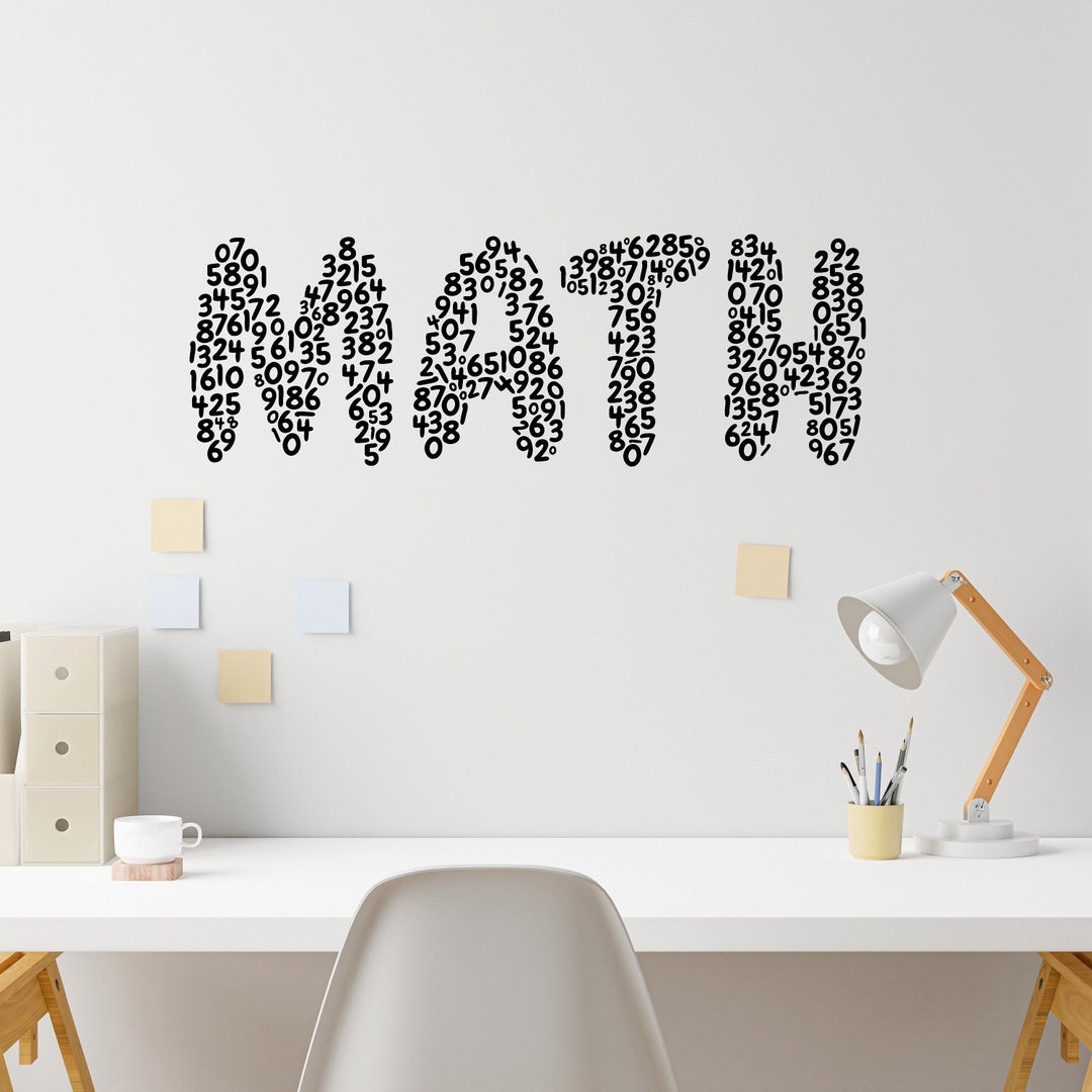 Math Vinyl Wall Decal Mathematics Numbers School Classroom Stickers ...