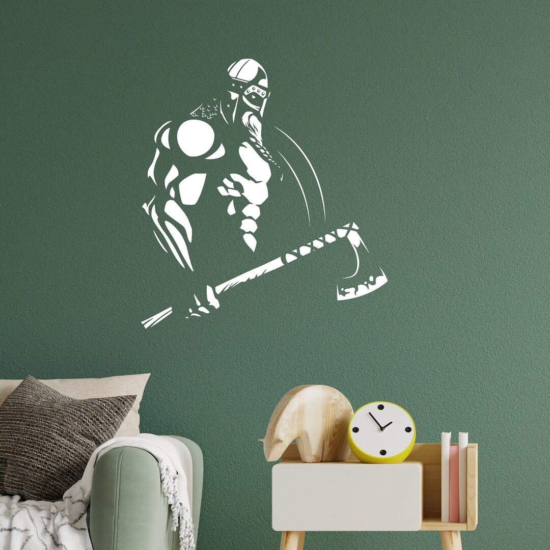 Viking Warrior Vinyl Wall Decal: Norse Scandinavian Axe & Shield Decor ...