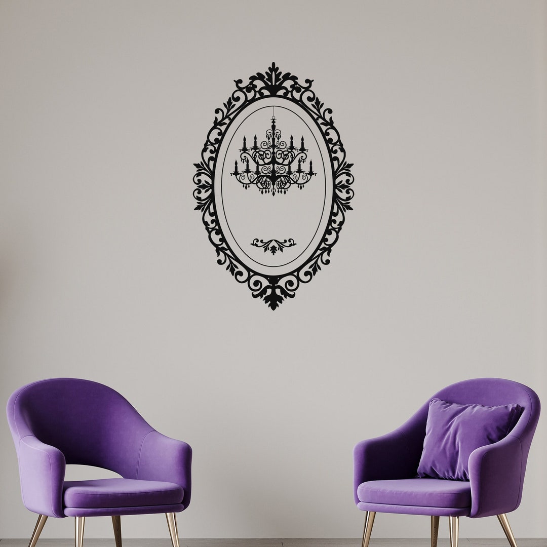 Chandelier Wall Vinyl Decal Frame Stucco Pattern Room Decoration ...