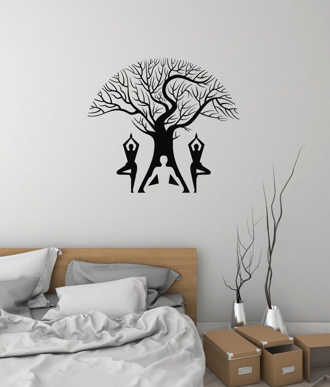 Yoga Tree Vinyl Wall Decal Meditation Room Buddhism Art Interior ...