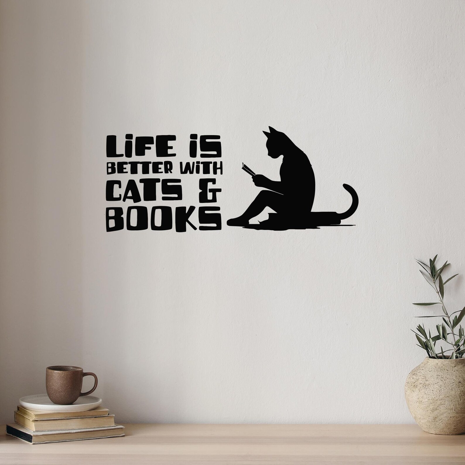 Books and Cats Quote Vinyl Wall Decal: Reading Room Decor (#023dl) - Etsy