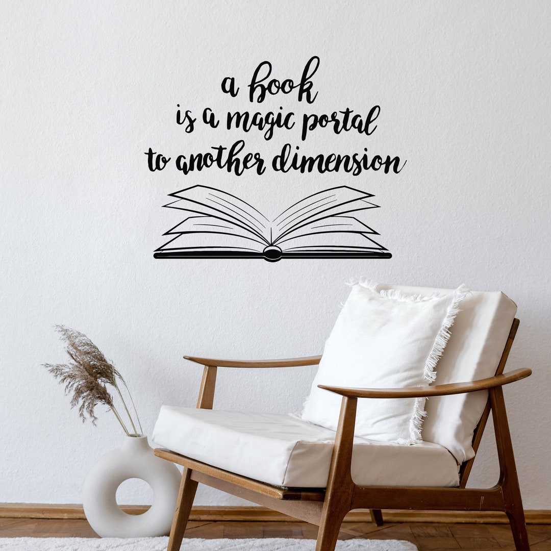 Open Book Quote Vinyl Wall Decal Library Home Interior Reading Corner ...