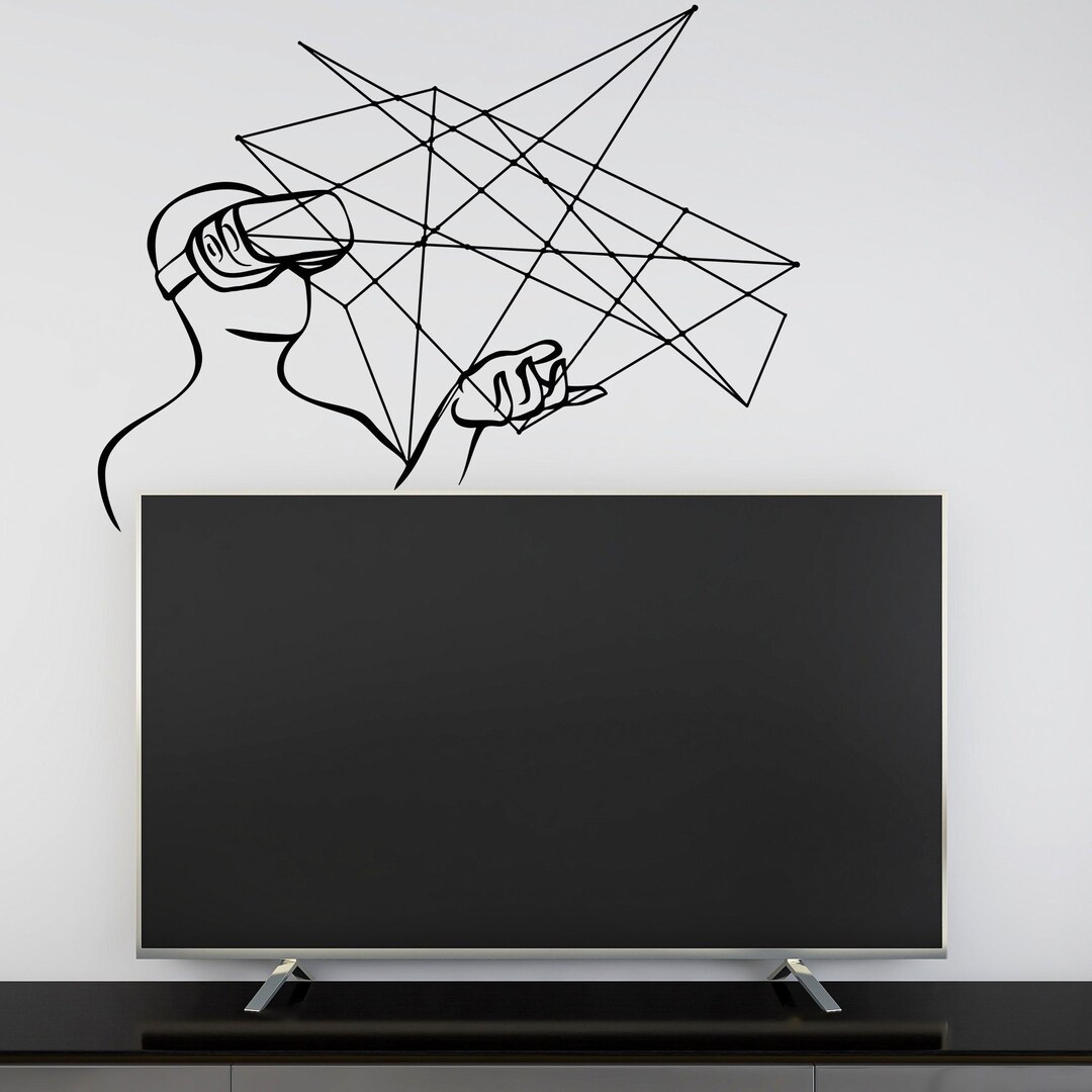Virtual Reality Headset Wall Vinyl Decal Future Technology Gadget Video ...