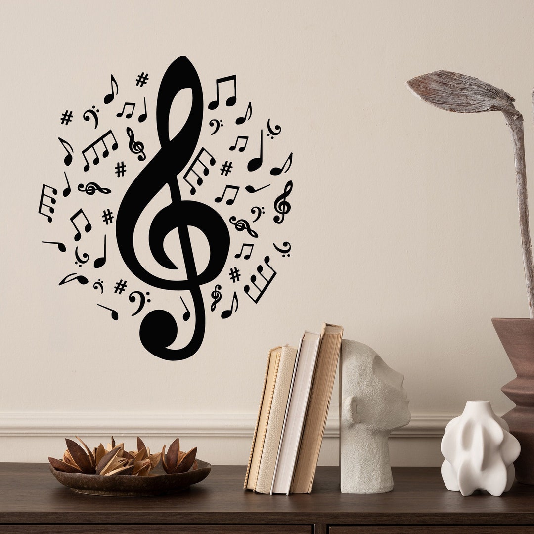 Notes Music Vinyl Wall Decal Song Composing Melody Tone Sharp Stickers ...