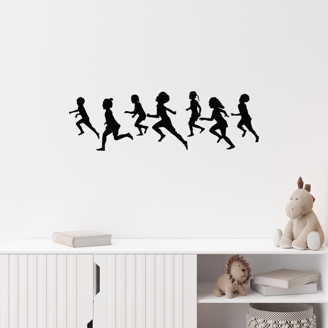 Running Children Vinyl Wall Decal Kindergarten Decor Daycare Elementary ...