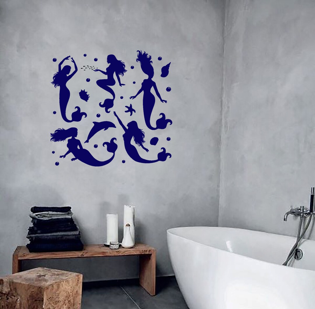 Wall Vinyl Decal Mermaids Beauty Aquatic Sea Shells Fish - Etsy