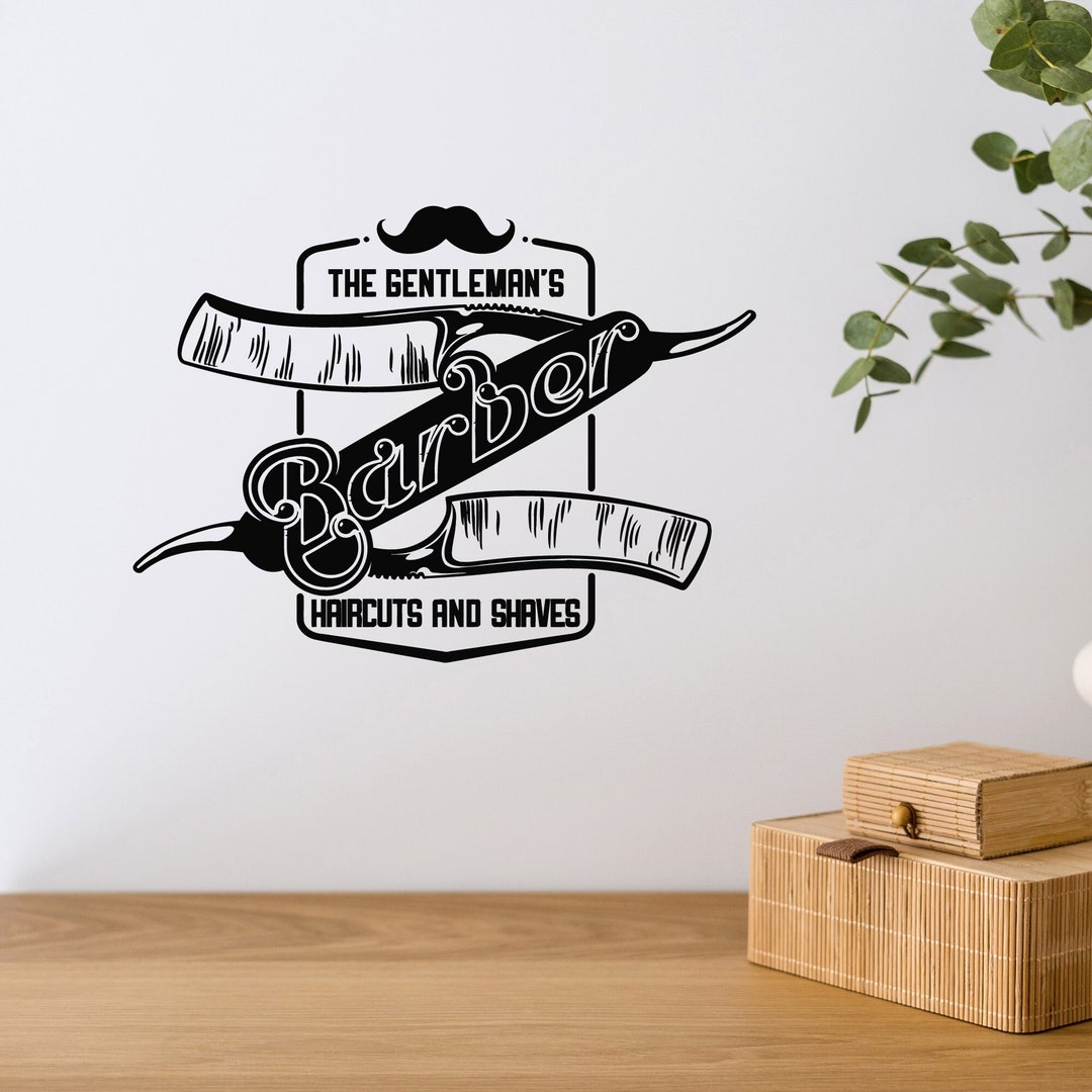 Barber Shop Vinyl Wall Decal Gentlemen's Barbershop Moustache Haircut ...