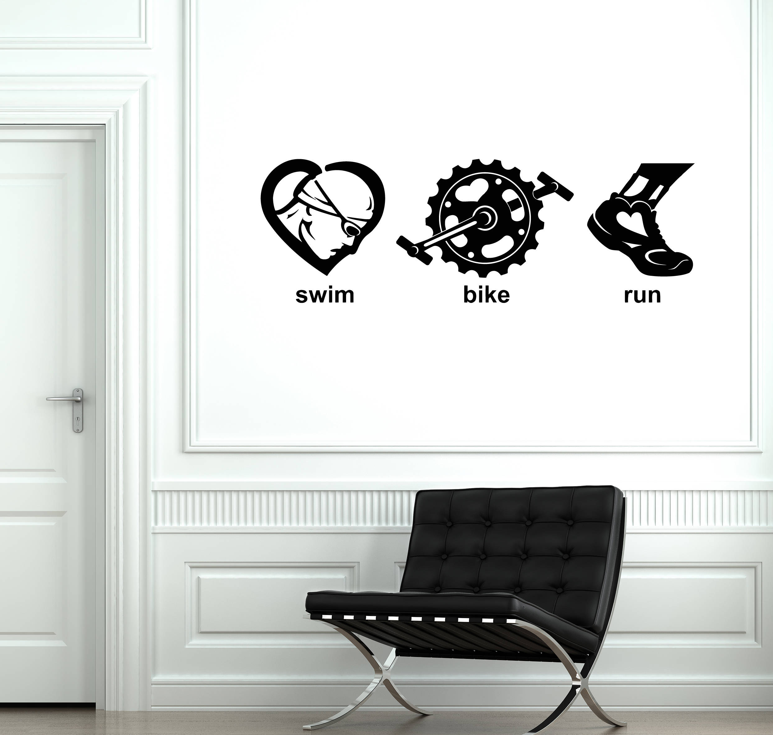 Triathlon Vinyl Wall Decal Swim Bike Run Sports Art Room Decor for ...