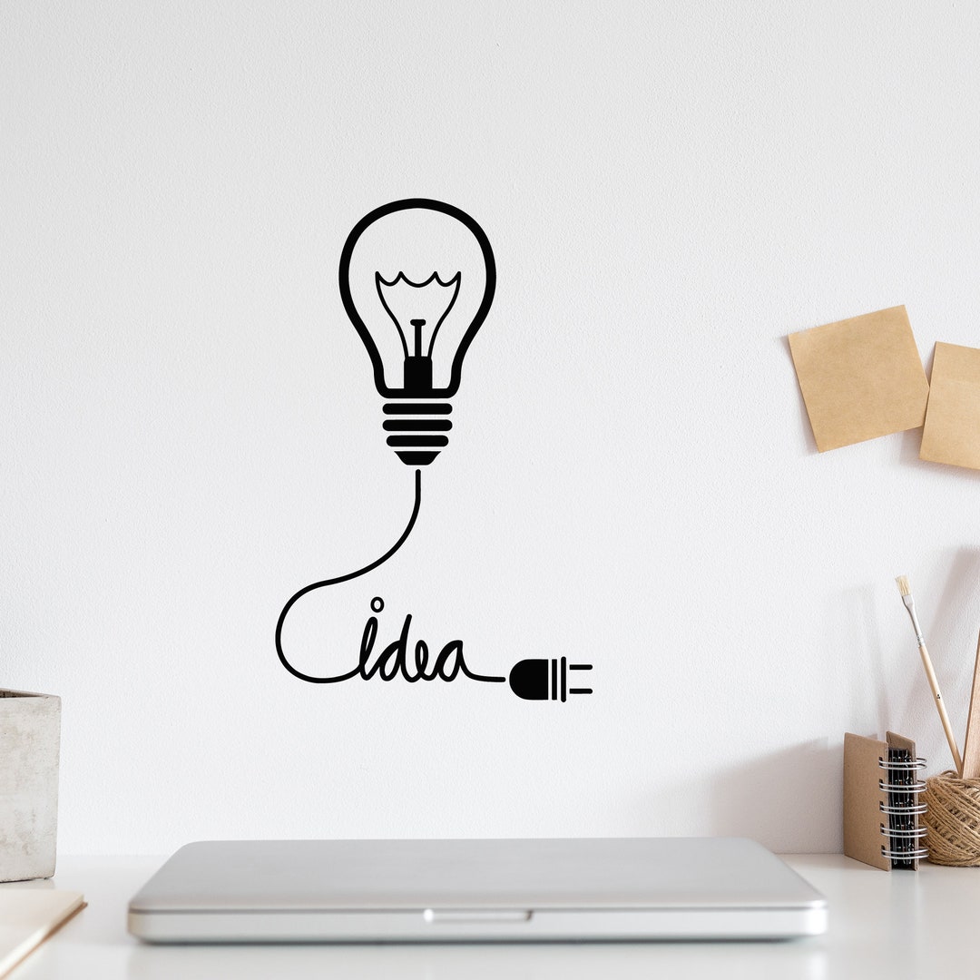 Idea Vinyl Wall Decal Energy Saving Light Bulb Office Style Stickers ...