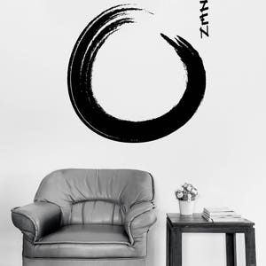 Wall Vinyl Decal Buddhism Calligraphy Circle Enso Zen Living Room Decor ...